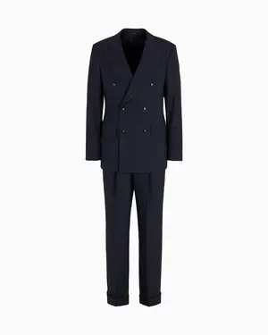 Giorgio Armani Virgin Wool And Cashmere Double-breasted Royal Line Suit - Blue