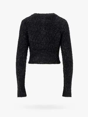 Balenciaga Cotton Tweed Knitted Cropped Cardigan - Black
