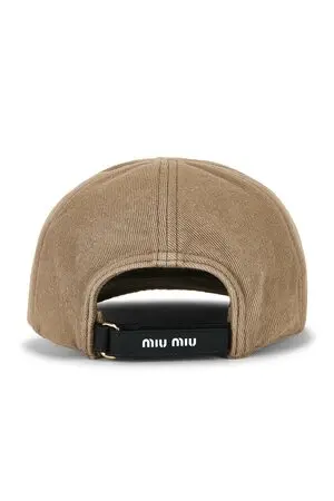 Miu Miu Drill Washed Soft Calf Baseball Cap