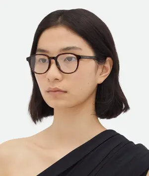 Bottega Veneta Classic Panthos Eyeglasses - Havana/transparent