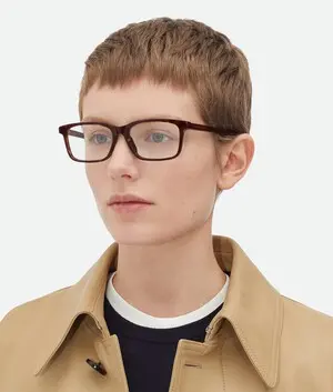 Bottega Veneta Classic Rectangular Eyeglasses - Havana/transparent