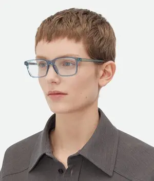 Bottega Veneta Classic Rectangular Eyeglasses - Light Blue/transparent