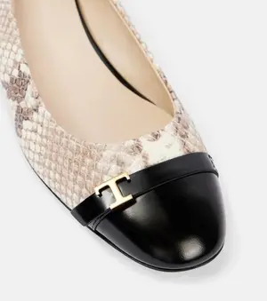 TOD'S Snake-effect Leather Ballerinas - Grey