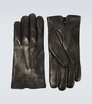 Giorgio Armani Leather Gloves - Black