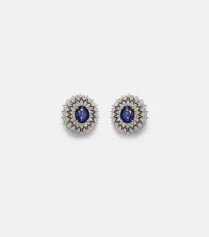 Yeprem 18kt White Gold Earrings With Diamonds And Sapphires - Silver