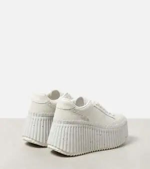 Chloé Nama Leather Platform Sneakers - White
