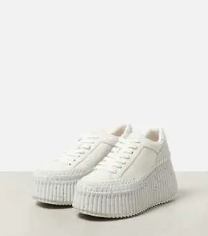 Chloé Nama Leather Platform Sneakers - White