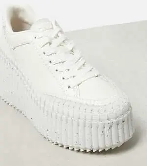 Chloé Nama Leather Platform Sneakers - White