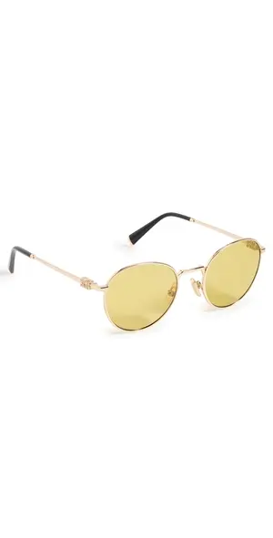 Miu Miu Mu 55zs Round Sunglasses - Gold