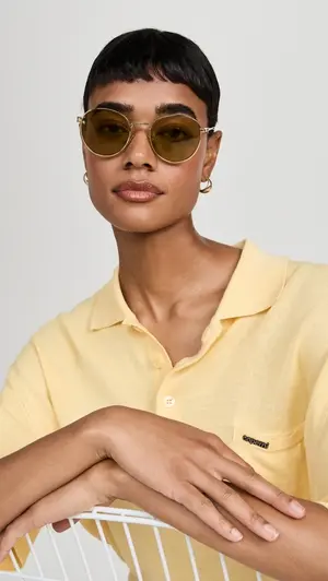 Miu Miu Mu 55zs Round Sunglasses - Gold