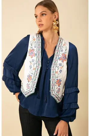 Hale Bob Madeleine Embroidered Linen Vest