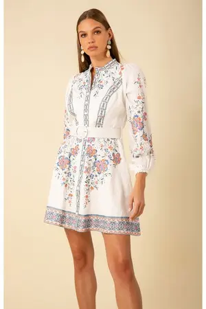 Hale Bob Melissa Embroidered Mini Dress - Neutral