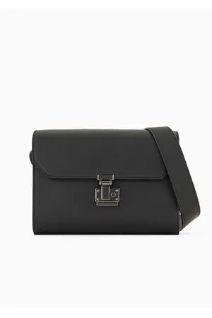 Emporio Armani Men Shoulder Bag With Flap In Tumbled Leather
