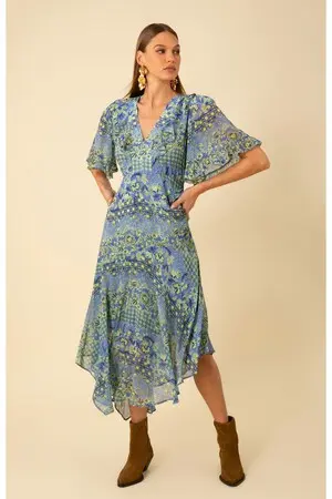 Hale Bob Izabella Chiffon Dress - Blue