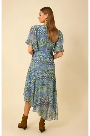 Hale Bob Izabella Chiffon Dress - Blue