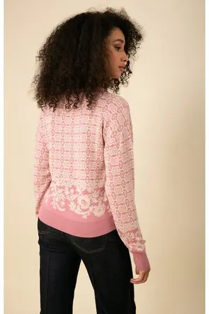 Hale Bob Lilliana Jacquard Sweater - Pink