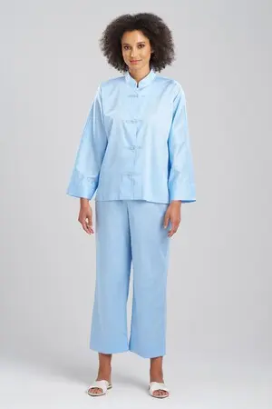 Natori Cotton Sateen Essentials Mandarin Pj - Blue