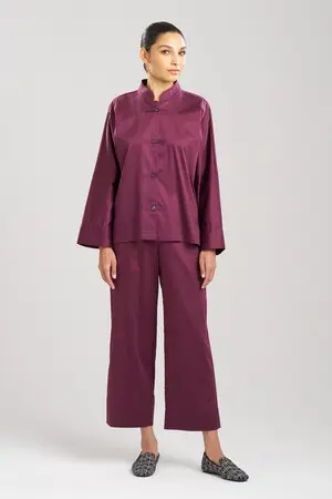 Natori Cotton Sateen Essentials Mandarin Pj Chocolate