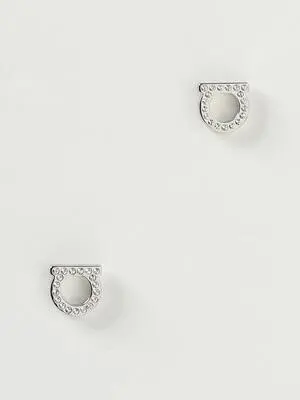 FERRAGAMO Gancini Stud Earrings - Silver