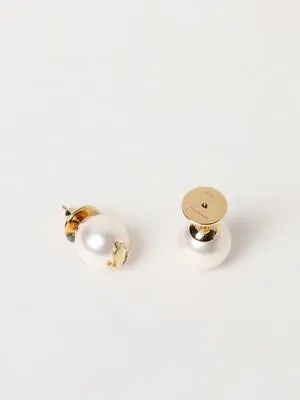 JIMMY CHOO Jc Monogram Faux Pearl Stud Earrings - White