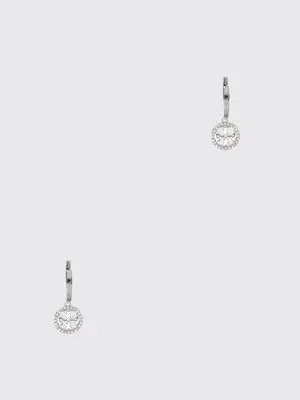 Tory Burch Tory Burch Icon Hoop Dangle Earrings With Double T Logo And Rhinestones Silver