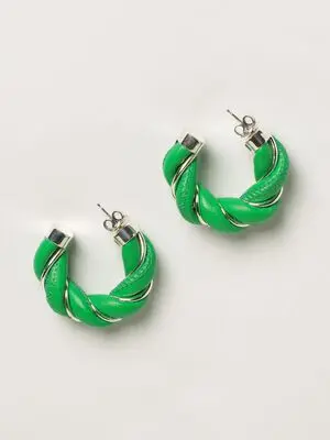 Bottega Veneta Hoop Earrings With Woven Nappa - Green