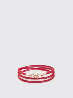 DODO 9 Kt Rose Gold And Leather Knot Bracelet - Red