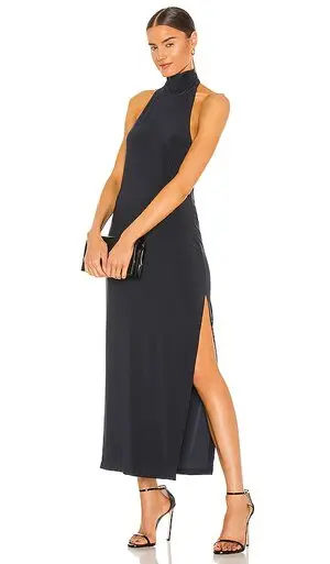 Norma Kamali Halter Turtle Side Slit Gown