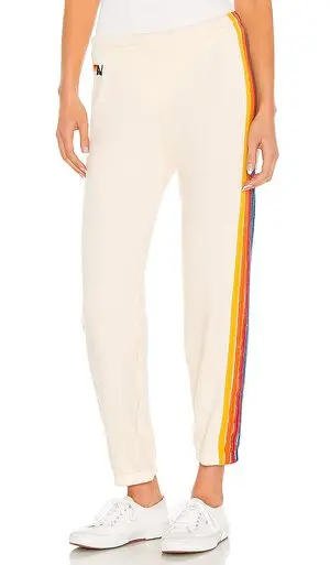 Aviator Nation 5 Stripe Sweatpant - Ivory