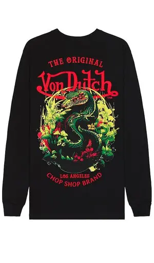 VON DUTCH Snake Graphic Long Sleeve Tee In . Also - Black