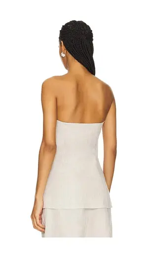 GRLFRND Linen Strapless Tunic Top - Beige