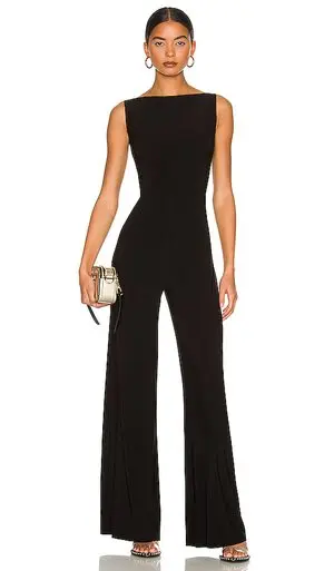 Norma Kamali Sleeveless X Straight Leg Jumpsuit - Black