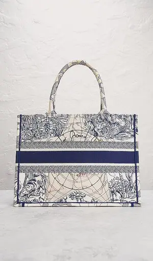 FWRD RENEW Dior Around The World Book Tote - Navy