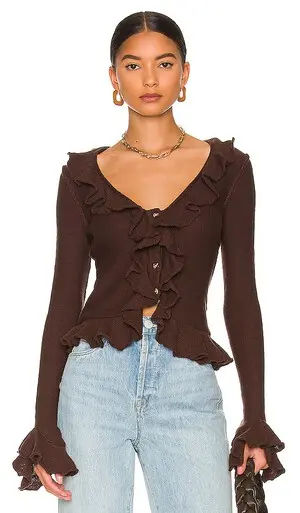 Lpa Ruffle Trim Sweater Cardigan