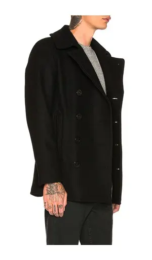 SCHOTT Slim Fit Pea Coat - Blue