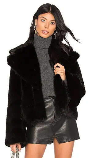 UNREAL FUR Madam Butterfly Faux Fur Jacket - Black