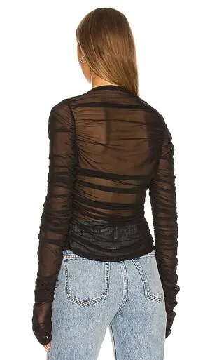 OW Sheer Ruched Mesh Cardigan