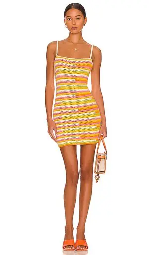 CAMILA COELHO Rhea Open Stitch Mini Dress In . Also - Yellow