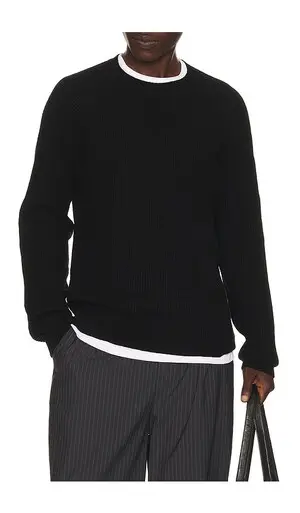 SCHOTT Ribbed Wool Crewneck Sweater