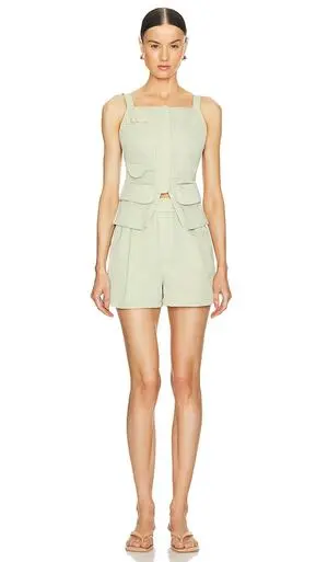 GRLFRND Tech Gabardine Boxer Shorts - Olive