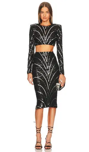 MICHAEL COSTELLO X Revolve Leonie Sequin Embellished Midi Skirt