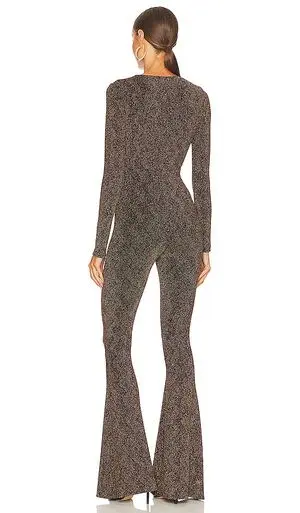 Show Me Your Mumu Martina Metallic Threaded Jumpsuit - Brown