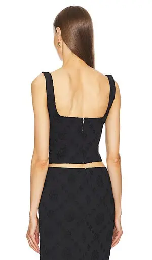 HELSA Eyelet Corset Top - Black