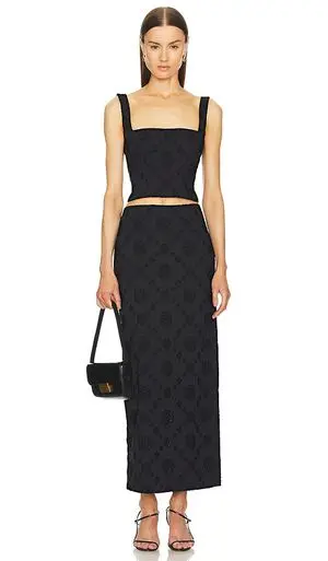 HELSA Eyelet Corset Top - Black