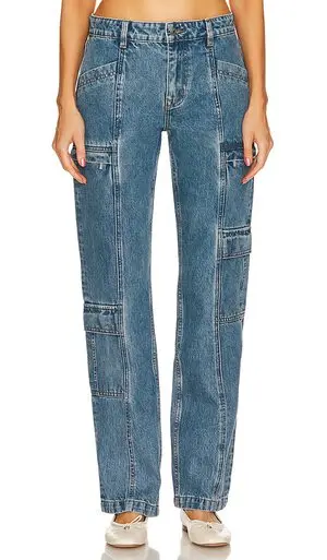 GRLFRND Naomi Low Rise Slim Cargo Jeans - Denim-medium
