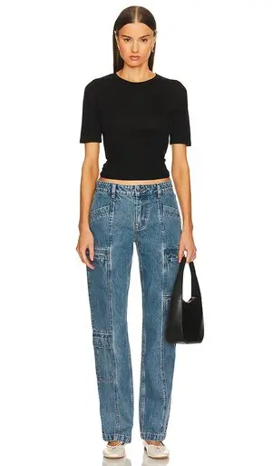 GRLFRND Naomi Low Rise Slim Cargo Jeans - Denim-medium