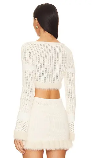 LOVERS AND FRIENDS Cropped Faux Fur Trimmed Sweater