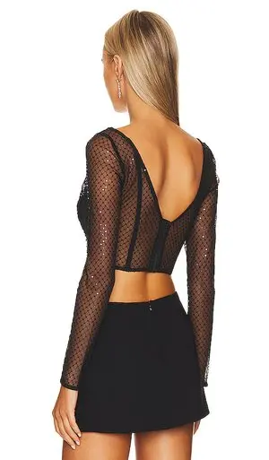 Bardot Sequin Mesh Corset Top