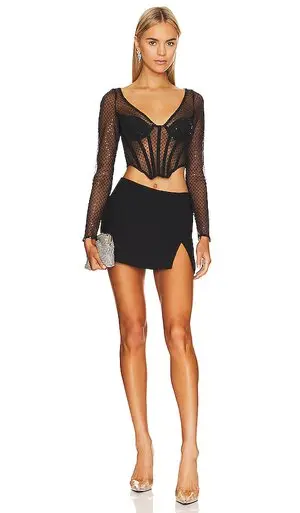 Bardot Sequin Mesh Corset Top