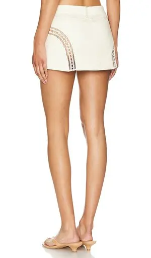 CAMILA COELHO Pointelle Knit Mini Skirt - Beige